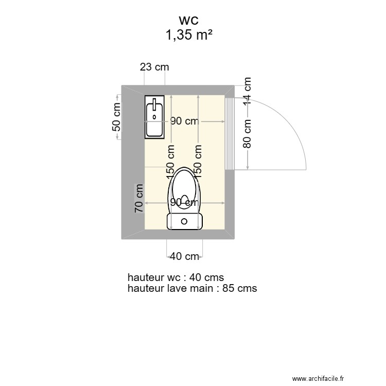 wc rdc - Plan 1 pièce 1 m2 dessiné par Mangasie