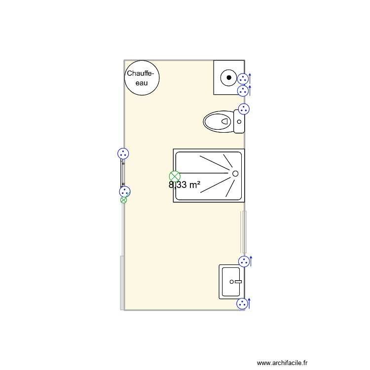 SDB - Plan 1 pièce 8 m2 dessiné par Milou16