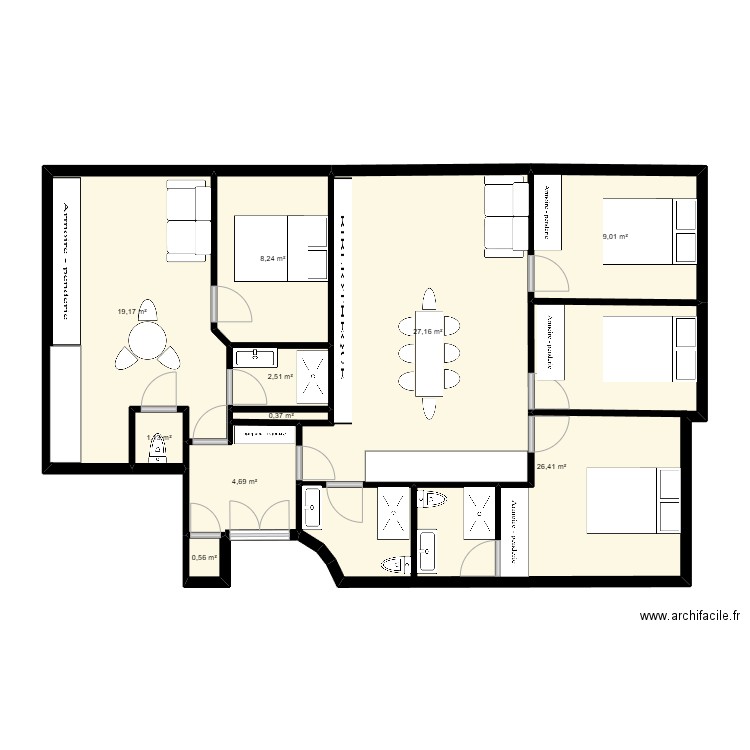 SEBASTOPOL V2 - Plan 10 pièces 99 m2 dessiné par Kimkoice