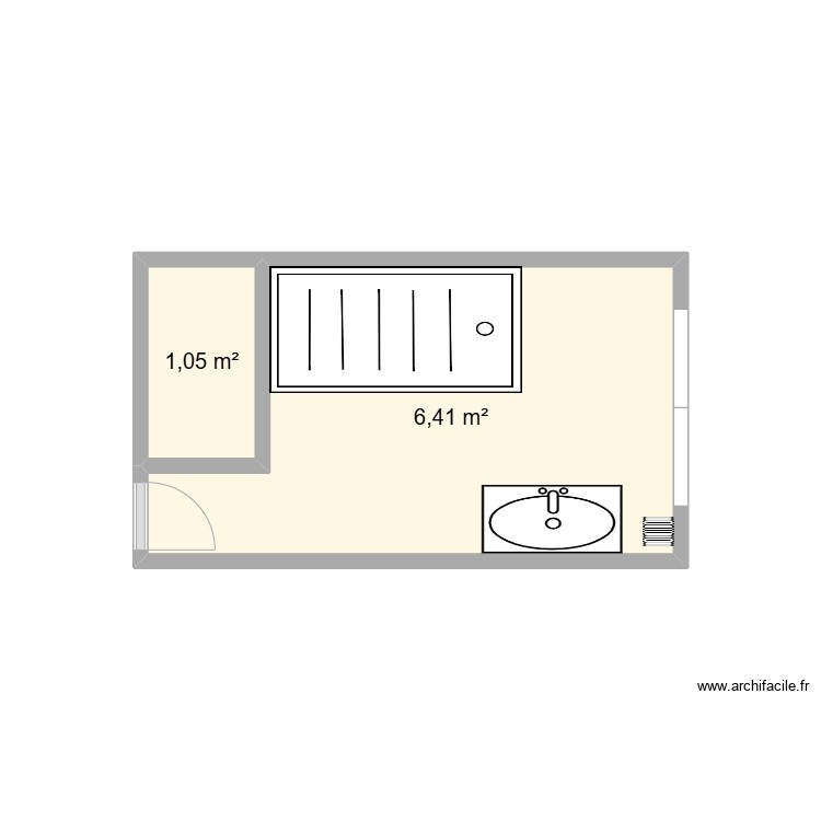 salle de bain - Plan 2 pièces 7 m2 dessiné par Frouzz