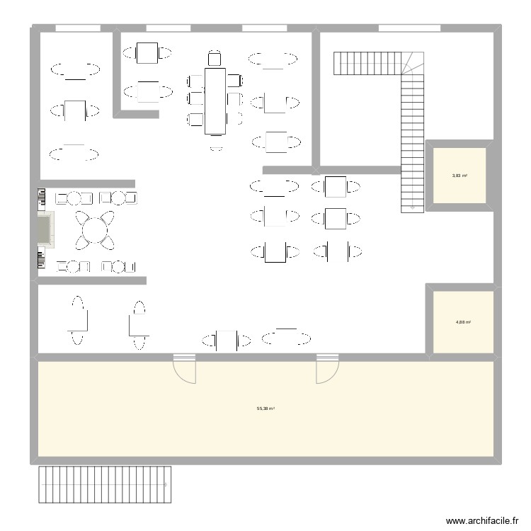 le 1 er étage feuillette - Plan 3 pièces 64 m2 dessiné par Salimssj45