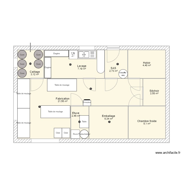 Plan fromagerie - Plan 9 pièces 55 m2 dessiné par Crystale41