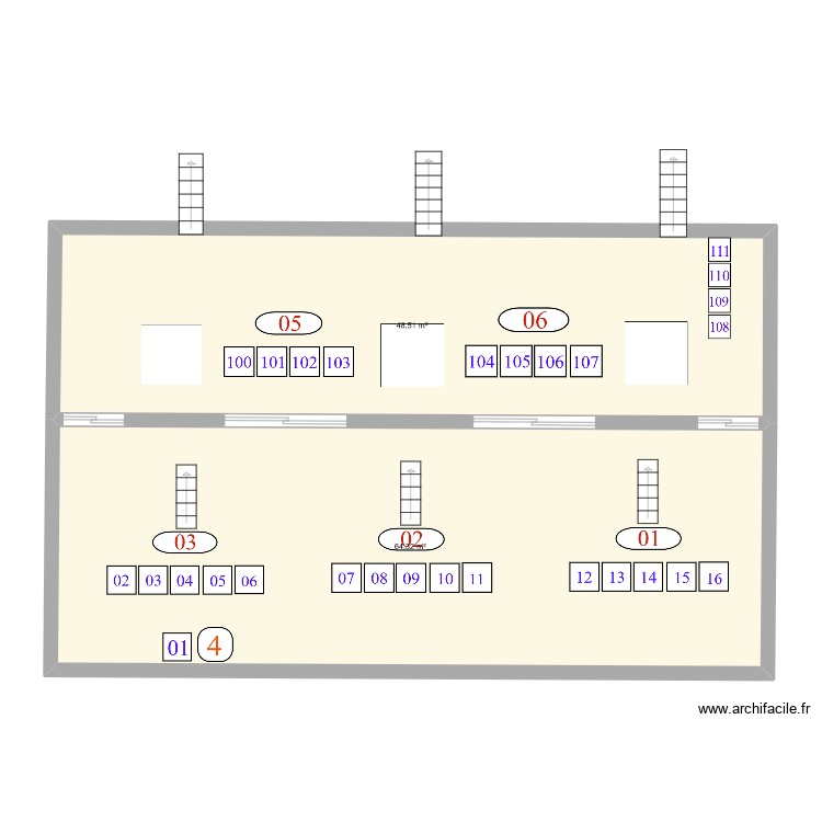 portiques - Plan 2 pièces 113 m2 dessiné par gonzo