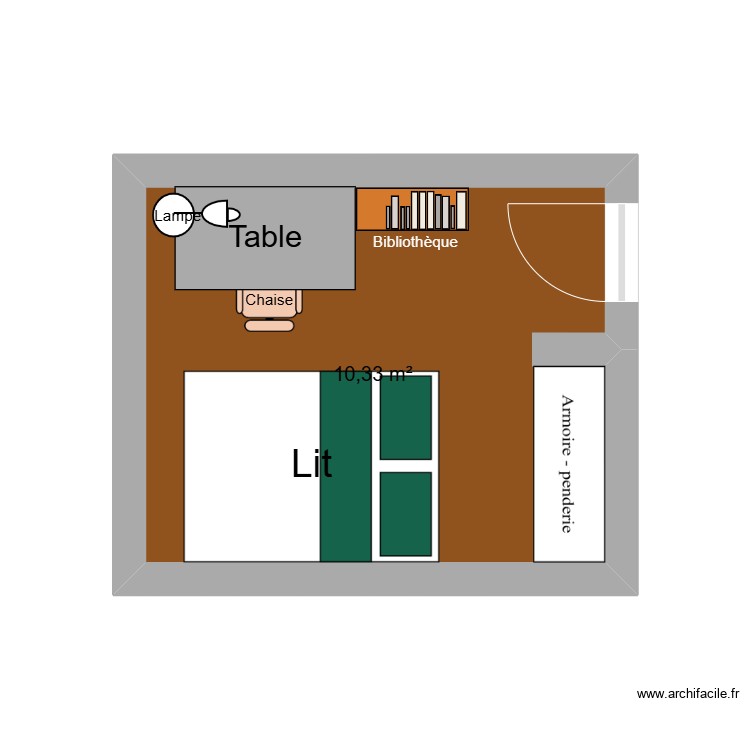 My Room - Plan 1 pièce 10 m2 dessiné par Un Archidifficile