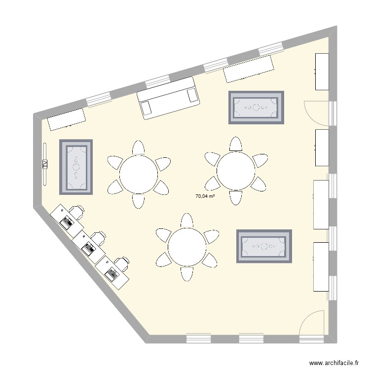 BCD - Plan 1 pièce 70 m2 dessiné par bellevueecole