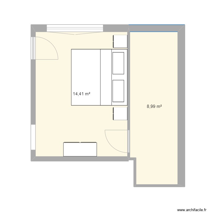 Chambre - Plan 2 pièces 23 m2 dessiné par Genolierdesign