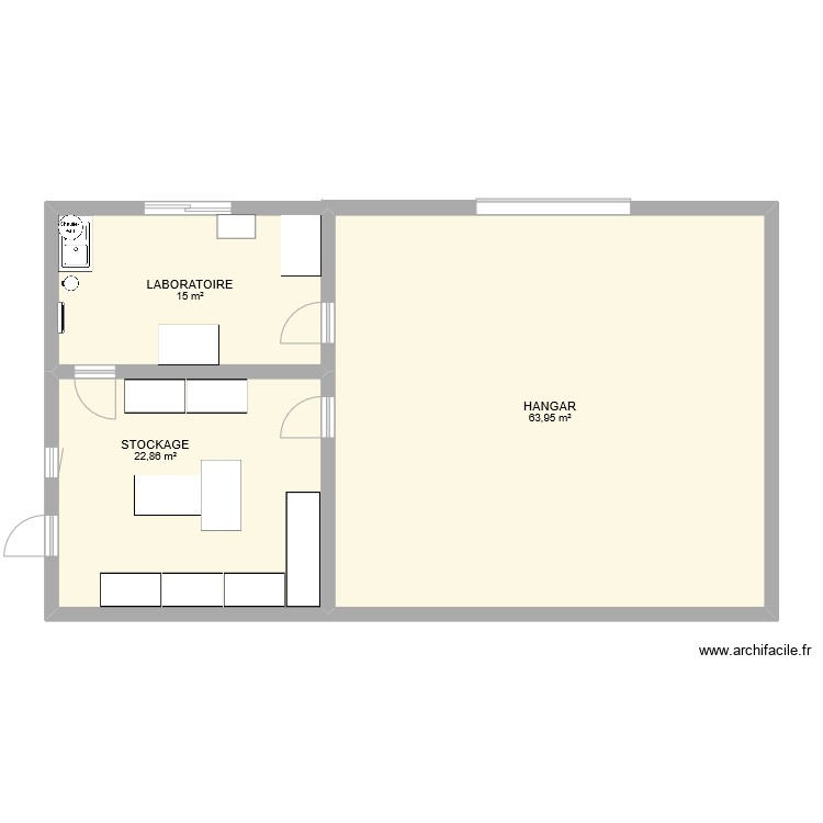 Exemple labo de transfo - Plan 3 pièces 102 m2 dessiné par juuliettew