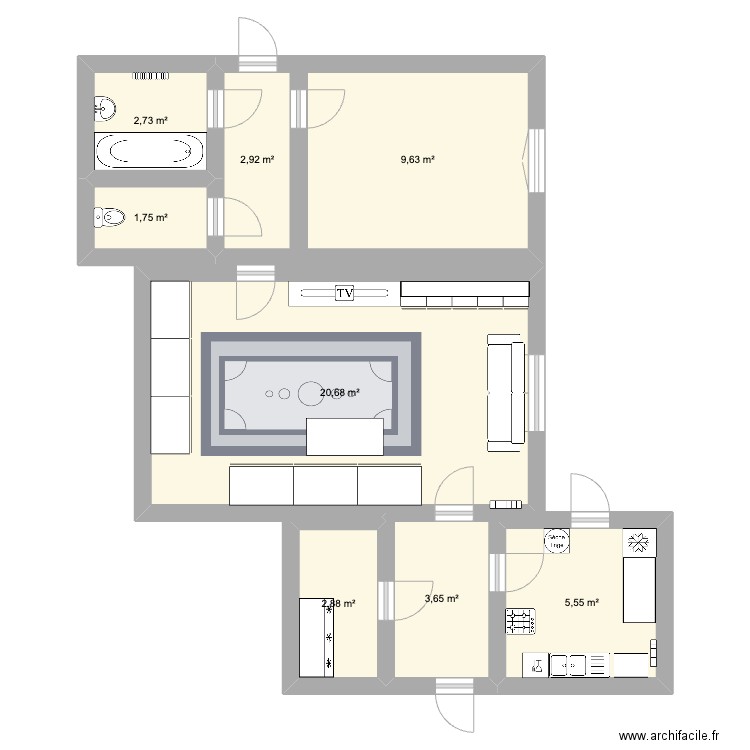 sss - Plan 8 pièces 50 m2 dessiné par sddev