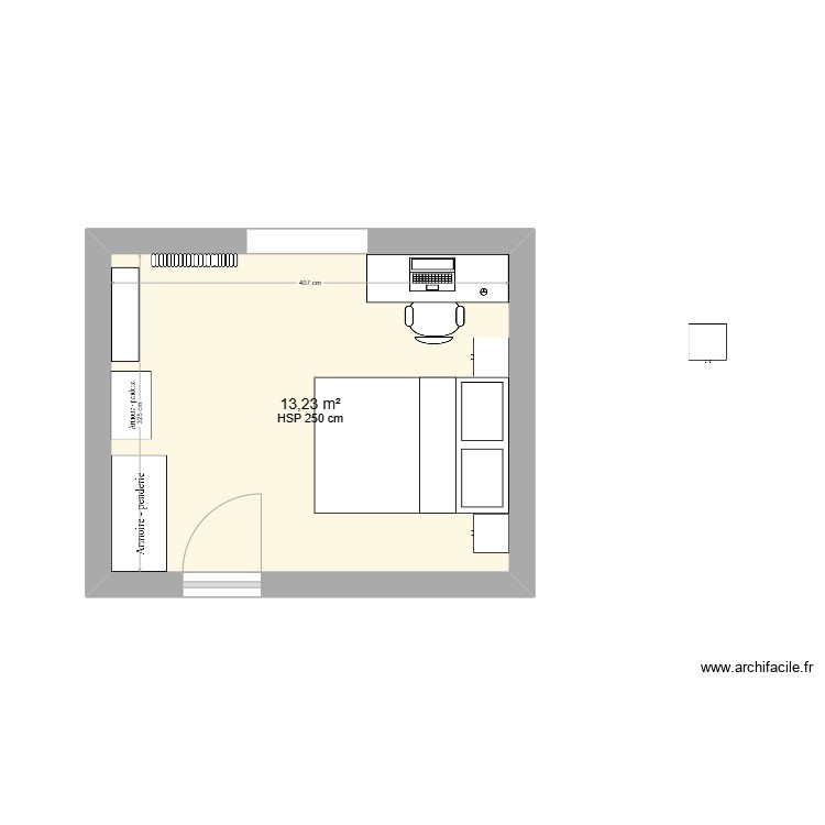 chambre sarah - Plan 1 pièce 13 m2 dessiné par Naaxel