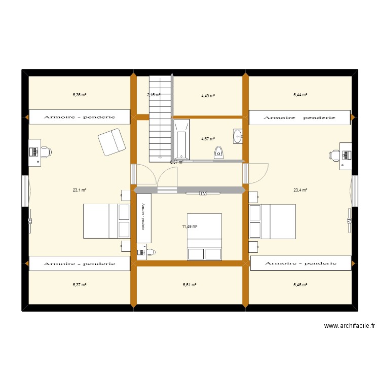 comble - Plan 12 pièces 108 m2 dessiné par LiliMax51000