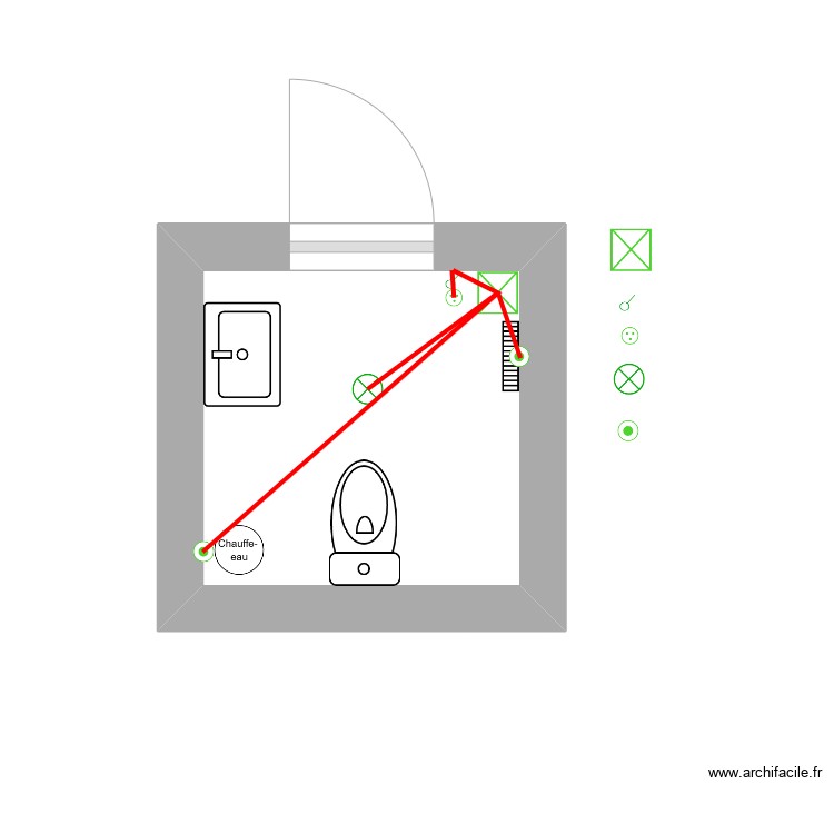 SAS H2 METZ local sanitaire - Plan 1 pièce 3 m2 dessiné par ...