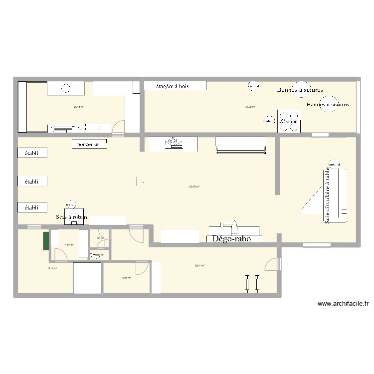Atelier menuiserie 1 - Plan 9 pièces 266 m2 dessiné par MathisetMeryem