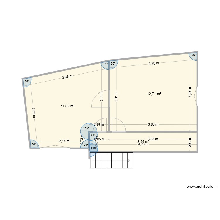 Etage Cenon - Plan 3 pièces 28 m2 dessiné par nicorelie161121