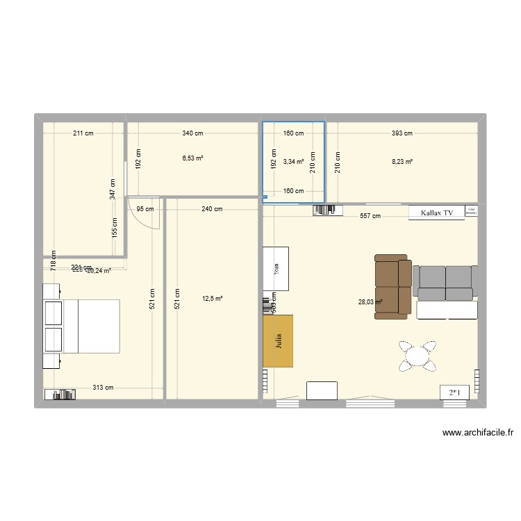 Cergy - Plan 6 pièces 79 m2 dessiné par Kirarajusama