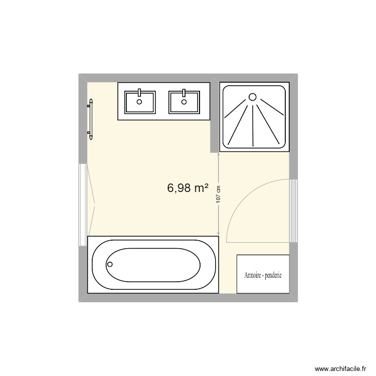 Plan – Salle de bains douche + baignoire – Par maniack ️ | ArchiFacile