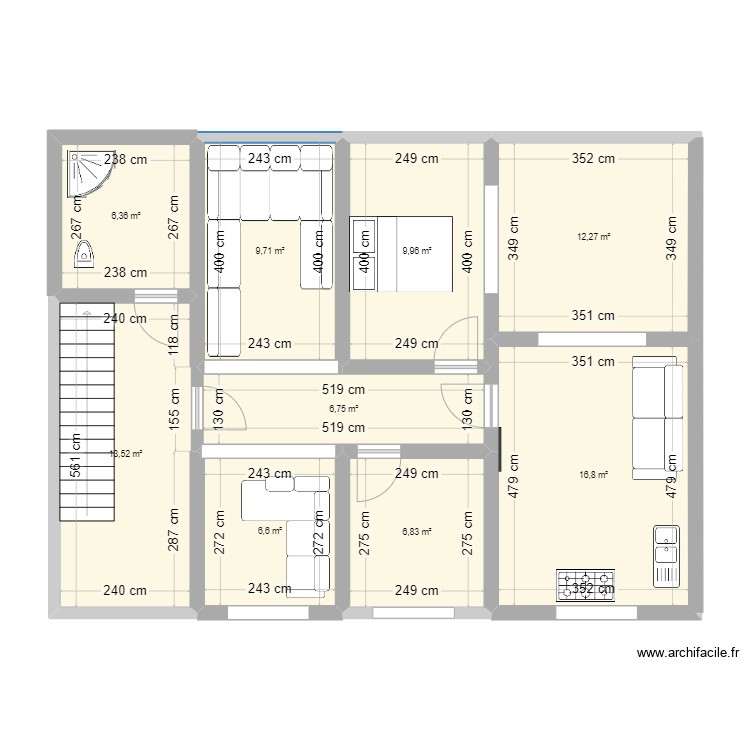 MODELE 1 - Plan 9 pièces 89 m2 dessiné par elmahfoud