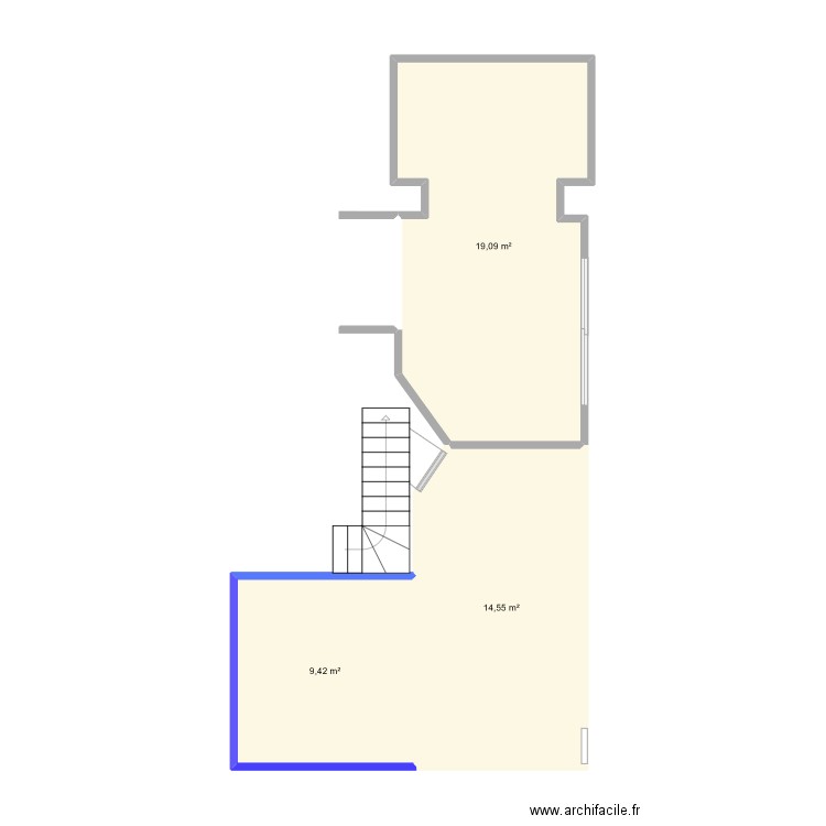 Schema maison - Plan 3 pièces 43 m2 dessiné par Savitot