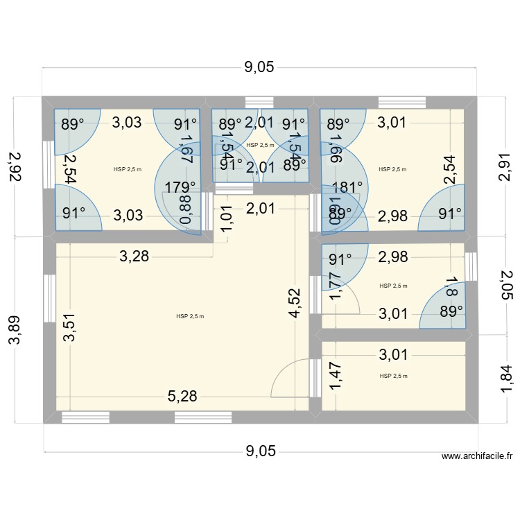 Jo Kam plan 1 - Plan 6 pièces 49 m2 dessiné par JoKamunga