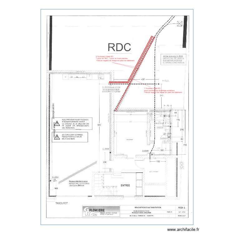 OYHANTO RESEAU SOUS DALLAGE EXT. - Plan dessiné par SARDAIN24