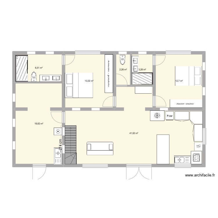 Oscar - Plan 7 pièces 86 m2 dessiné par ArchiDdiddel