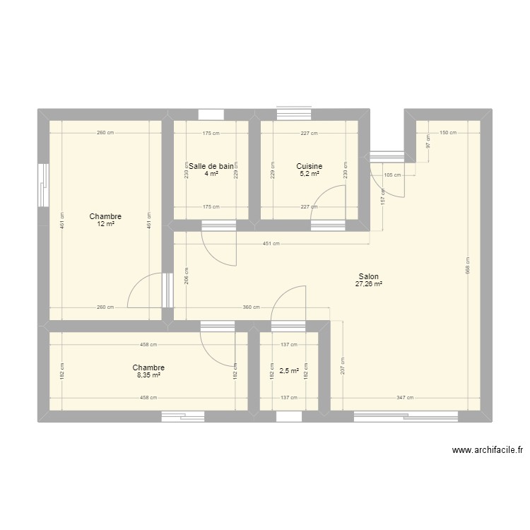 plan appart 70m2 - Plan 6 pièces 59 m2 dessiné par maya london