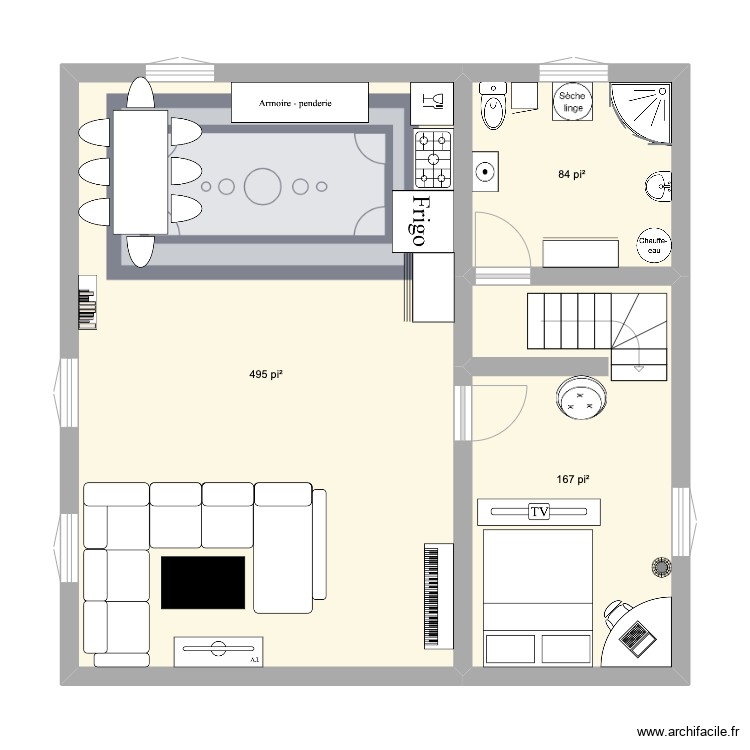 skibidi - Plan 4 pièces 68 m2 dessiné par Amy Nadeau