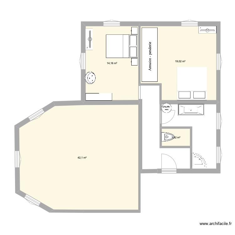 APPARTEMENT F3 A - Plan dessiné par Valentin158