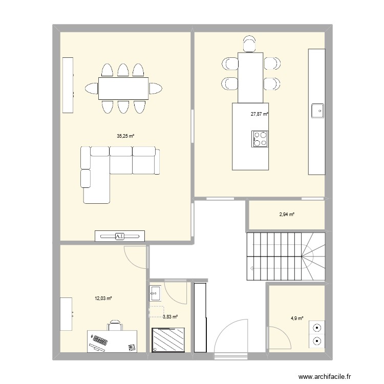 casa - Plan 6 pièces 87 m2 dessiné par lpog