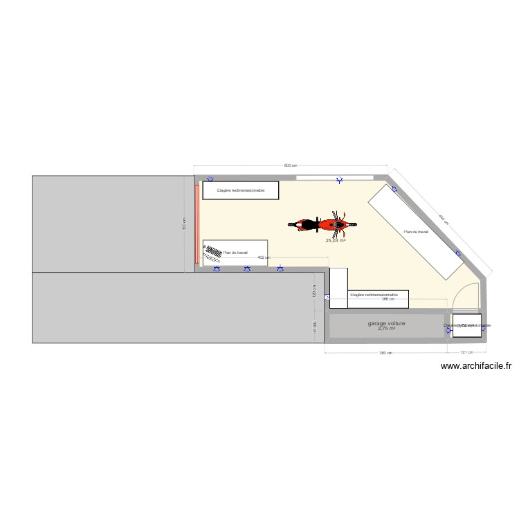 atelier - Plan 3 pièces 29 m2 dessiné par Nono2345