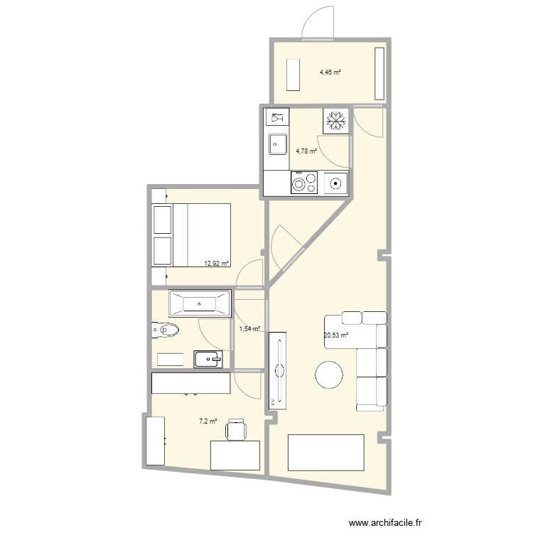 Via Augusta 124 - Plan 7 pièces 45 m2 dessiné par sofia rodenas