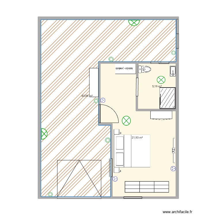 Logement 002 - Plan 3 pièces 70 m2 dessiné par ismo98