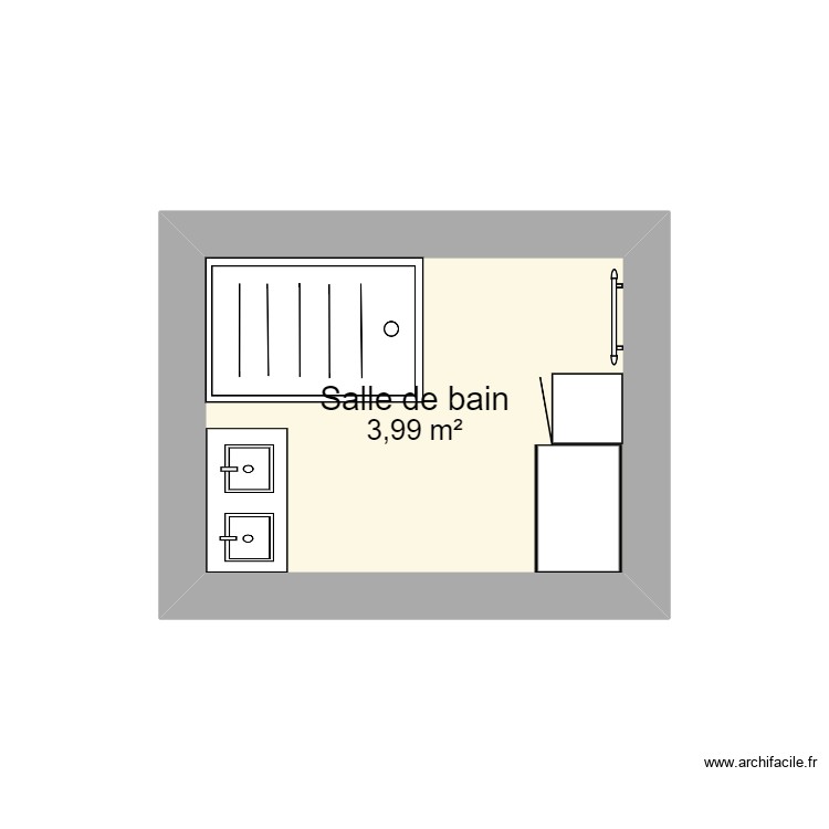 SDB - Plan 1 pièce 4 m2 dessiné par mulotiere