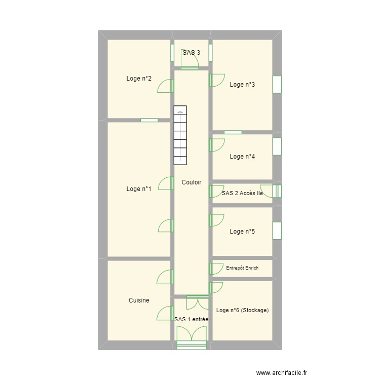 RDC Bâtiment gorille - Plan 12 pièces 38 m2 dessiné par ClémentDB