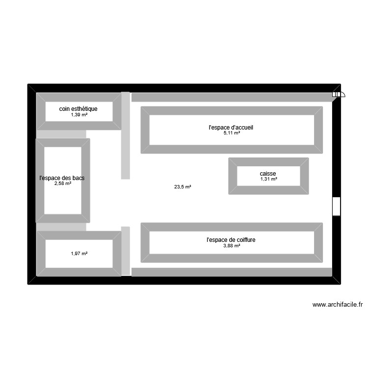 plan du salon - Plan 6 pièces 48 m2 dessiné par slo life
