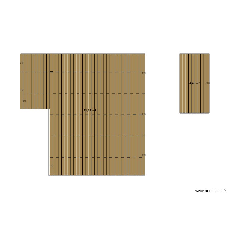 Terrasses bois - Plan 2 pièces 38 m2 dessiné par Marco59820