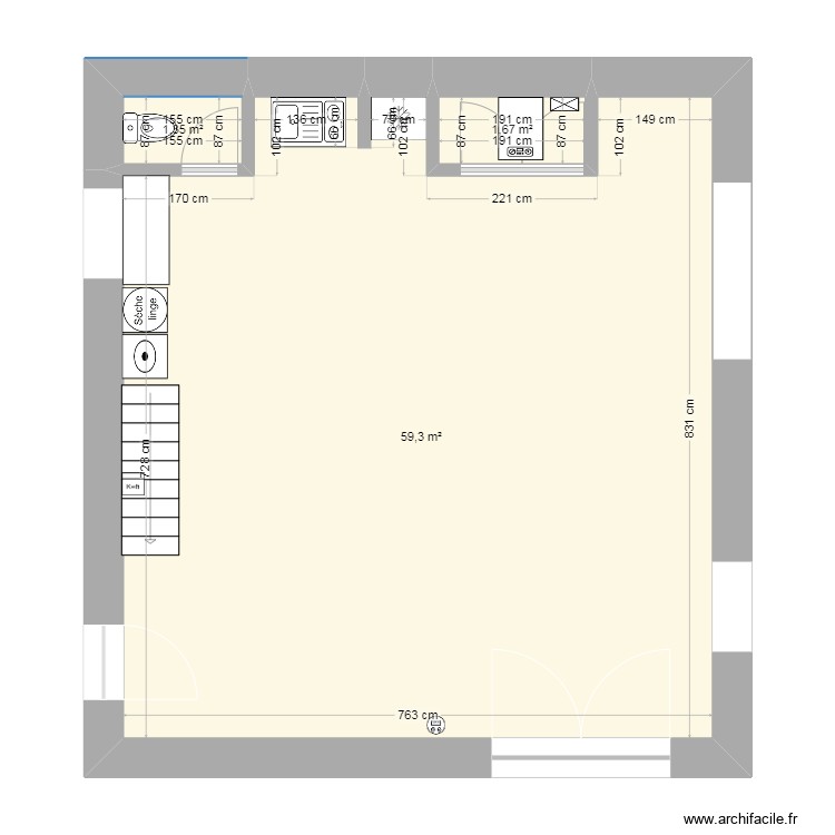 AMENAGEMENT SOUS SOL MAISON - Plan 1 pièce 64 m2 dessiné par ERWANRIOU29