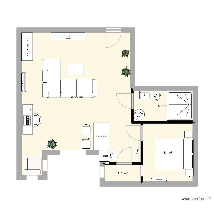 plan oasis - Plan 4 pièces 54 m2 dessiné par Archi92240