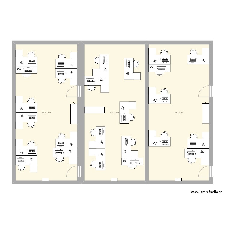 bureaux - Plan 3 pièces 134 m2 dessiné par laurentLP