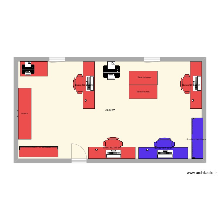 secretariat - Plan 1 pièce 70 m2 dessiné par sfr2411
