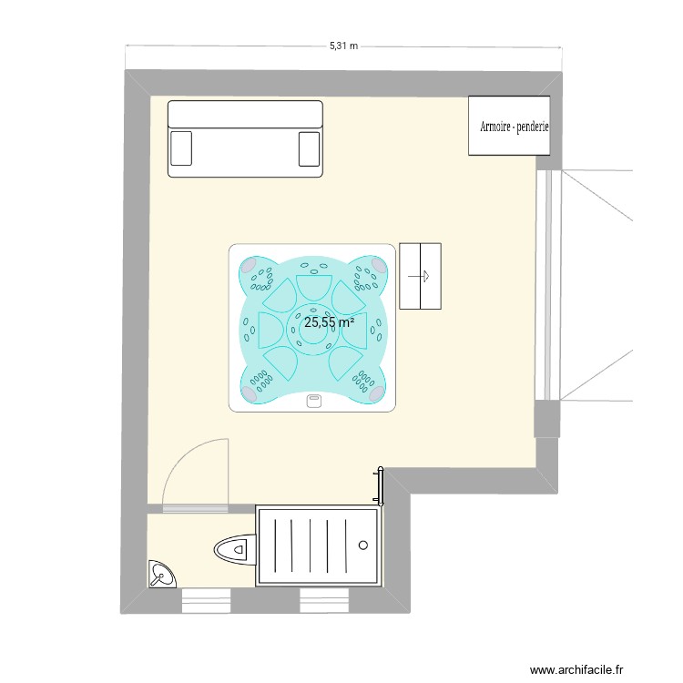 Jacuzzi avec cotations intérieures - Plan dessiné par Corse260769