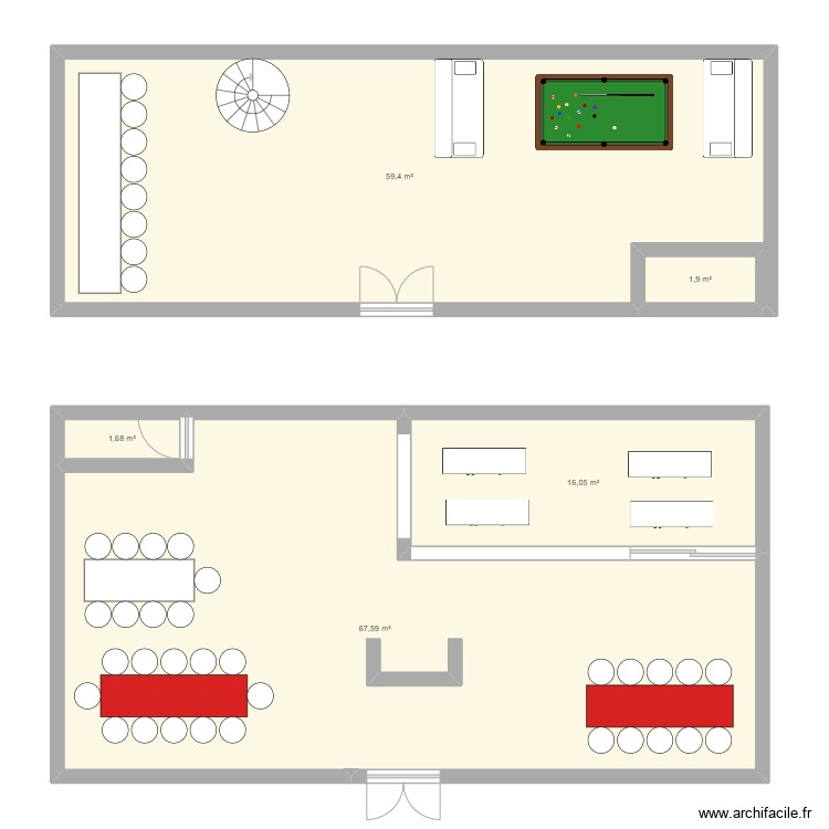 RESTAURANT - Plan 5 pièces 147 m2 dessiné par fabiolafleury12