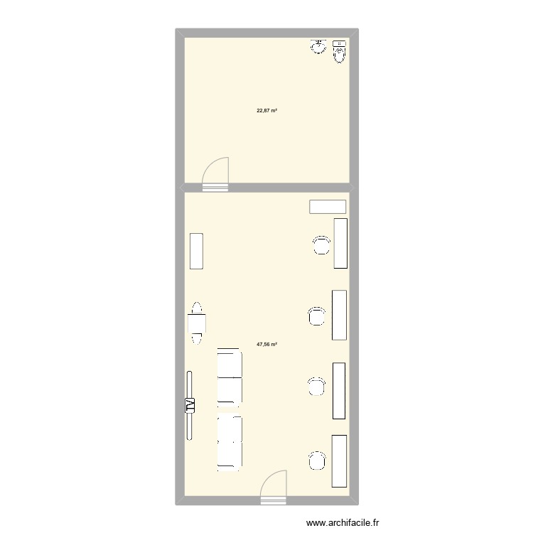 Plan Local - Plan 2 pièces 70 m2 dessiné par nopulse