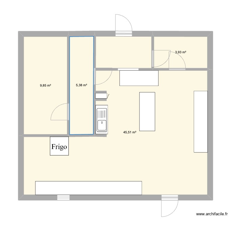 Esprit biscuit - Plan 4 pièces 65 m2 dessiné par Yannis1