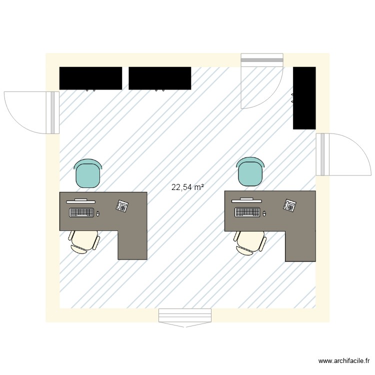 bureau - Plan 1 pièce 23 m2 dessiné par Hxgo
