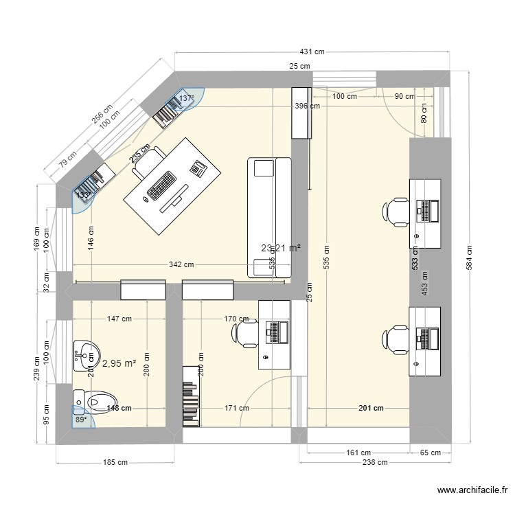 plan med - Plan 2 pièces 26 m2 dessiné par Ghazi BA