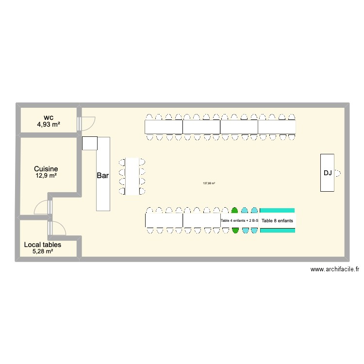 Salle de réception - Plan 4 pièces 161 m2 dessiné par Angy6971