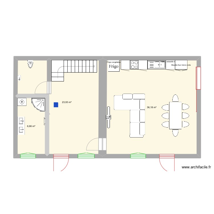 Maison loc - Plan 3 pièces 67 m2 dessiné par Sand361