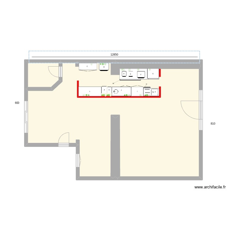 plan le comptoir (bar et cuisine) 1 - Plan dessiné par JaD1er