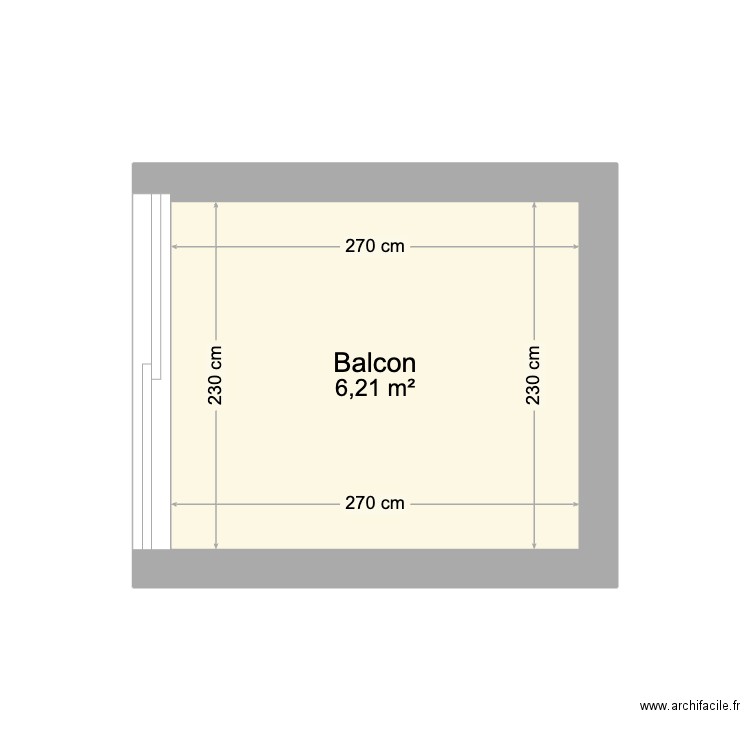 kerizel balcon - Plan 1 pièce 6 m2 dessiné par AdSoVa