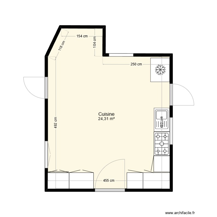 Projet Eecke - Cuisine - Plan 1 pièce 24 m2 dessiné par MagieDintérieur